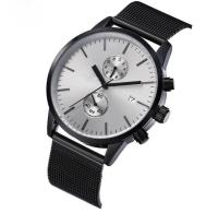 China Mens Mesh Strap Black Chronograph Watch for sale