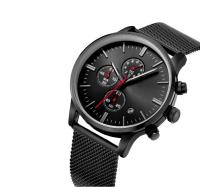 China Black Zinc Alloy Case Mens Quartz Watch Water Resistant For Young Men for sale