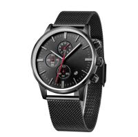 China Black Zinc Alloy Case Mens Quartz Watch Water Resistant For Young Men for sale