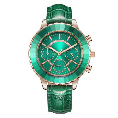 China Genuine Leather Band Womens Fashion Watch With Japan Chronograph Quartz Movement for sale