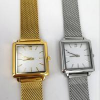 China Square Alloy Womens Fashion Watch , Mesh Strap Ultra Slim Wrist Watch for sale
