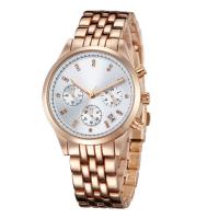 China Round Shaped Large Dial Womens Fashion Watch , Rose Gold Waterproof Watch for sale