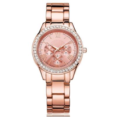 China Diamond Womens Fashion Watch , 3ATM Waterproof Quartz Rose Gold Wrist Watch for sale