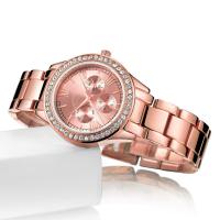 China Diamond Womens Fashion Watch , 3ATM Waterproof Quartz Rose Gold Wrist Watch for sale