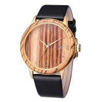 China RoHS Ladies Wooden Wrist Watch Classic Design Genuine Leather Strap for sale