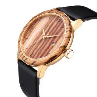 China RoHS Ladies Wooden Wrist Watch Classic Design Genuine Leather Strap for sale