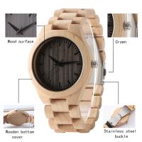 China Stainless Steel Buckle Maple bamboo wrist watch waterproof For Men for sale