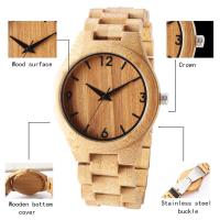 China Top Gift Natural Bamboo Wooden Watch Men Wood Band Wooden Clock Male hour for sale