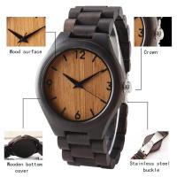 China Men Wooden Wrist Watch Dial 3 Atm Water Resistant Bamboo Quartz Watch for sale