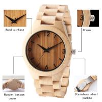 China RoHS waterproof wood watch Anniversary Gift Engraved wrist watch for sale