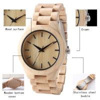 China Design hot sell natural bamboo wooden watch maple wooden strap watches for sale