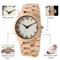 China All Maple Wooden Quartz Watch Mineral Glass Most Accurate Man Fashion Clock for sale