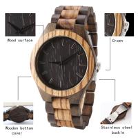China Wooden Strap Most Accurate Quartz Watch  Oem Logo Handmade Round Case Shape for sale
