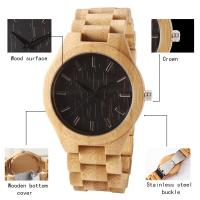 China Simple Style Wooden Quartz Watch Bamboo Band 0-3 ATM With Customized Color for sale
