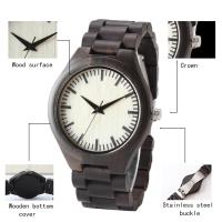 China Black Strap Wooden Quartz Watch Unisex Custom Own Logo With One Year Warranty for sale