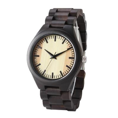 China Custom Wooden Quartz Watch Auto Date Portable Handcrafted Simple Design For Men for sale