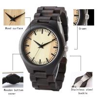 China Custom Wooden Quartz Watch Auto Date Portable Handcrafted Simple Design For Men for sale