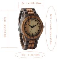 China Zebra Analog Quartz Wooden Wrist Watch Lightweight Handmade Ce/Rohs Approval for sale