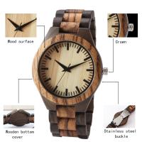China Zebra Analog Quartz Wooden Wrist Watch Lightweight Handmade Ce/Rohs Approval for sale