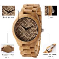 China 100% Bamboo Japan Movt Quartz Watch Stainless Steel Back 12 Month Guarantee for sale
