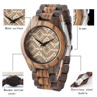 China Casual Natural Zebra Wooden Quartz Watch , Auto Date Miyota Quartz Watch OEM for sale