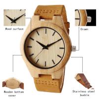 China Women Minimalist Wooden Quartz Watch , Bamboo Wrist Watch With Quartz Movement for sale
