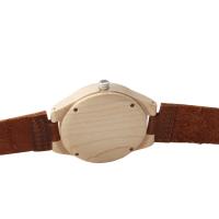 China Genuine Leather Band Bamboo Wooden Watch Simple Design With Japan Quartz Movement for sale