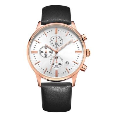 China Waterproof Alloy Quartz Watch Genuine Leather Strap With CE/ROHS/BSCI Certification for sale