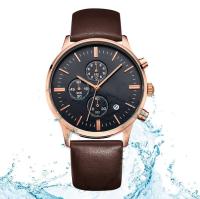 China Waterproof Alloy Quartz Watch Genuine Leather Strap With CE/ROHS/BSCI Certification for sale