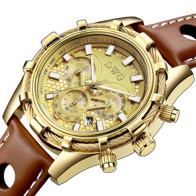 China OEM Leather Strap Quartz Watch Fashion Male Casual Dual Function for sale
