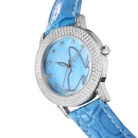 China 3ATM Blue Custom Full Diamond Women Watch for sale