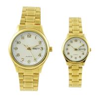 China Alloy OEM Gold Waterproof 5ATM Quartz Couple Watches for sale