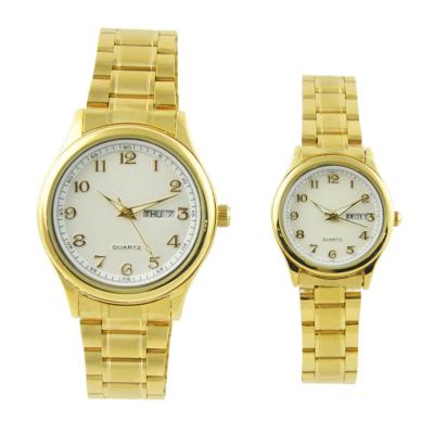 China Alloy OEM Gold Waterproof 5ATM Quartz Couple Watches for sale