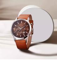China Chronograph Movement 30m Waterproof Leather Quartz Watch SGS for sale