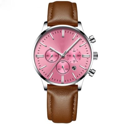 China Leather IP plating VD35 chronograph Mens Quartz Watch RHOS for sale