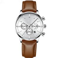 China Leather IP plating VD35 chronograph Mens Quartz Watch RHOS for sale