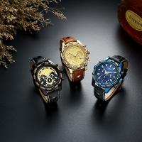 China Mineral Lens 30m Waterproof Leather Men Watch Quartz Analog for sale