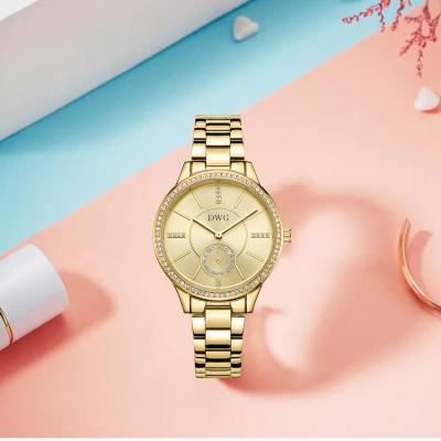 China 3ATM Waterproof Japan PC21S Alloy Quartz Watch 18k Gold  IP30 for sale