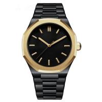 China PVD Plated Gold Mens Quartz Stainless Steel Watch 5atm Water Resistant for sale