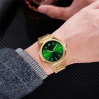 China PVD Plated Gold Mens Quartz Stainless Steel Watch 5atm Water Resistant for sale