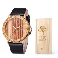 China Water Resistant Case PVD Plated Black Stainless Steel Wooden Quartz Watch for sale