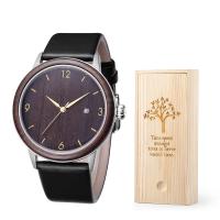 China Water Resistant Case PVD Plated Black Stainless Steel Wooden Quartz Watch for sale