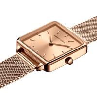 China Ladies Square Stainless Steel Back Quartz Watch Mesh Band Wrist Watch for sale