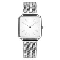China Ladies Square Stainless Steel Back Quartz Watch Mesh Band Wrist Watch for sale