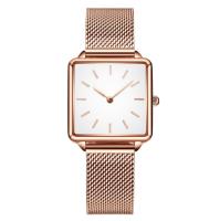 China Ladies Square Stainless Steel Back Quartz Watch Mesh Band Wrist Watch for sale