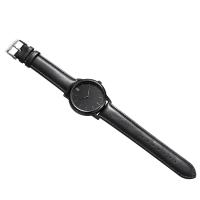 China PVD Black Plated Luxury Mens Quartz Watch Black Leather Waterproof Watch for sale