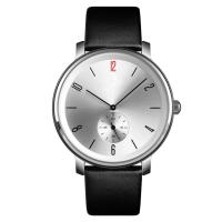 China PVD Plated Alloy Mens Quartz Watch Black Italian Leather Band Classic Style for sale