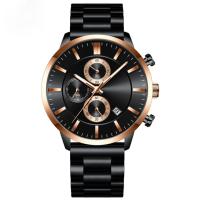 China Mens Japan Movt Watch Stainless Steel Back PVD Plated Calendar Wrist Watch for sale