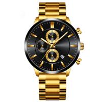 China Mens Japan Movt Watch Stainless Steel Back PVD Plated Calendar Wrist Watch for sale