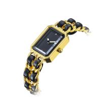 China High End Women Quartz Brass Wrist Watch PVD Gold Square Water Resistant for sale